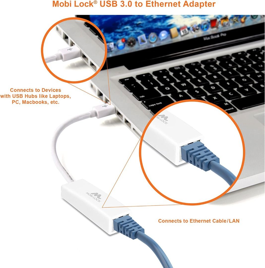 Mobi Lock USB 3.0 Ethernet LAN Network Gigabit Adapter | Compatible for ...