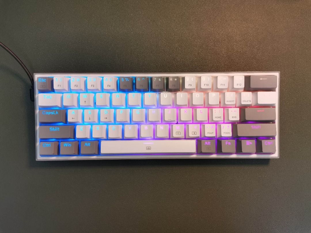 MODDED Redragon Fizz K617 RGB 60% Wired Gaming Keyboard [White Gray ...