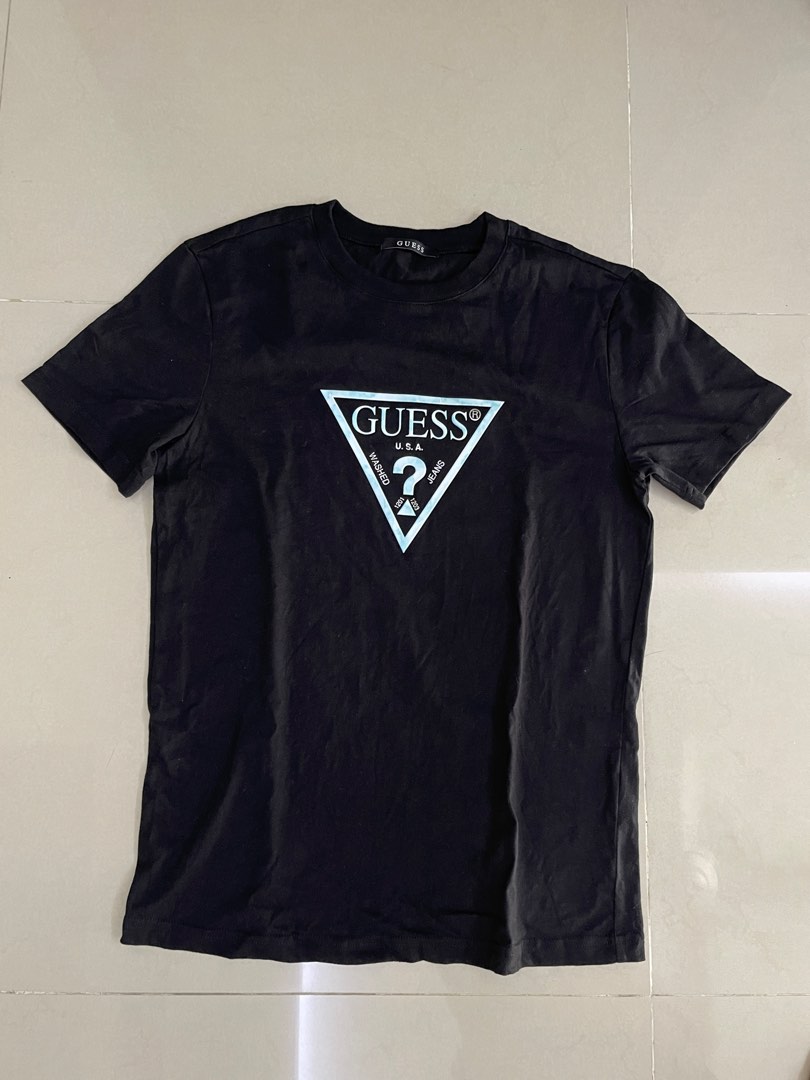 New Guess logo black shirt, Men's Fashion, Tops & Sets, Tshirts & Polo ...