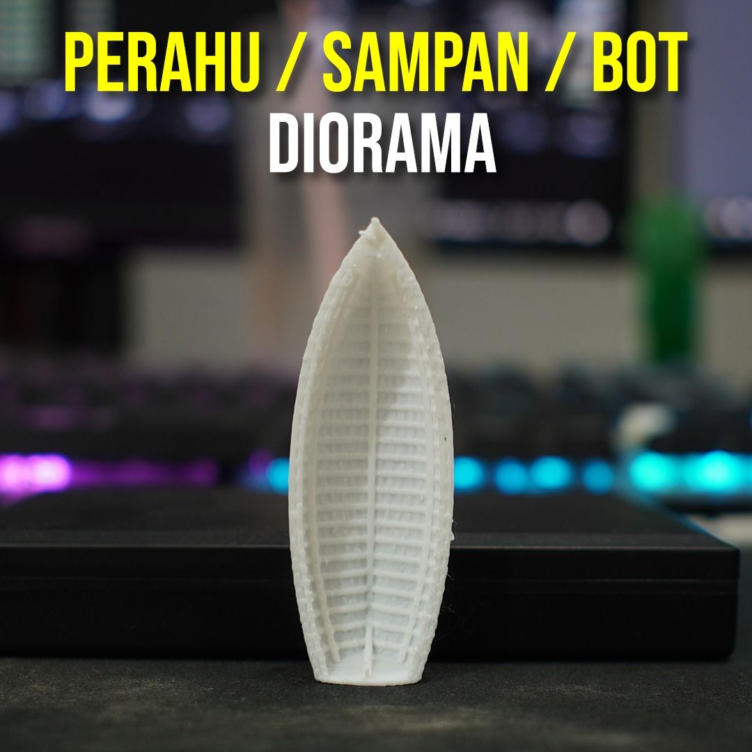 Perahu Sampan Bot A Diorama White Boat 1/64 Scale DIY Quality Diecast ...
