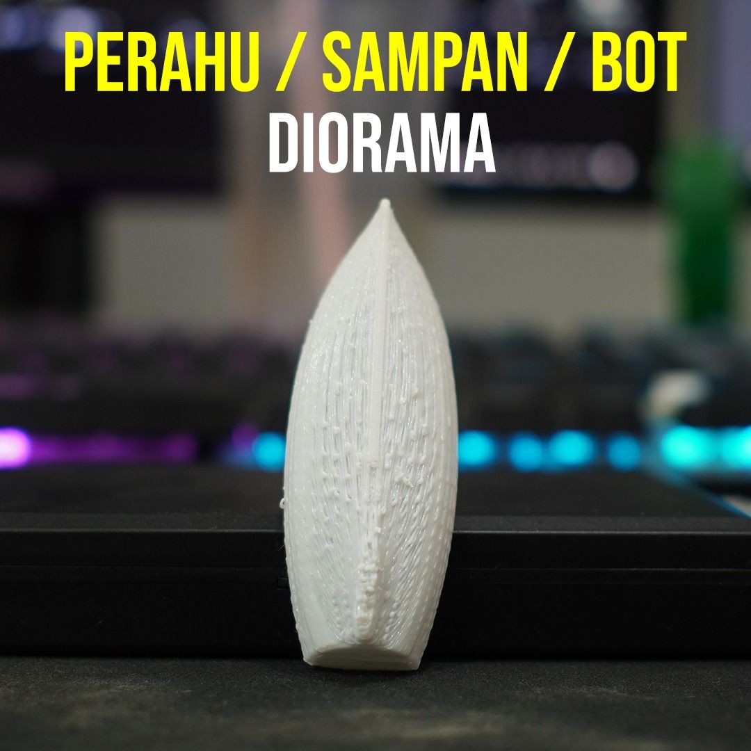 Perahu Sampan Bot A Diorama White Boat 1/64 Scale DIY Quality Diecast ...