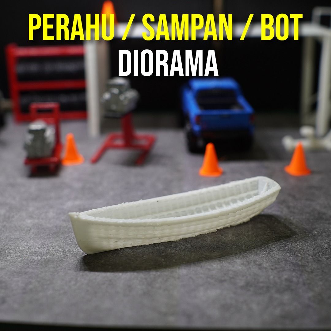 Perahu Sampan Bot A Diorama White Boat 1/64 Scale DIY Quality Diecast ...