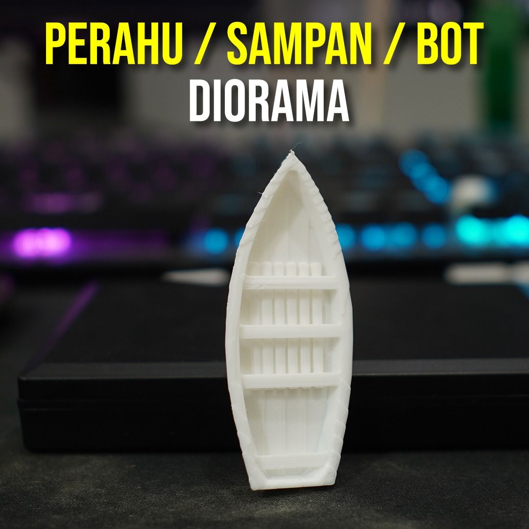 Perahu Sampan Bot B Diorama White Boat 1/64 Scale DIY Quality Diecast ...