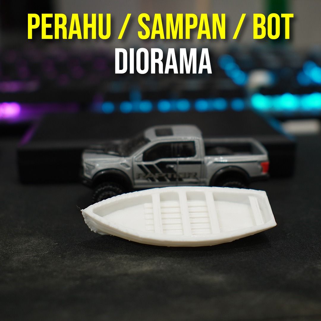 Perahu Sampan Bot B Diorama White Boat 1/64 Scale DIY Quality Diecast ...