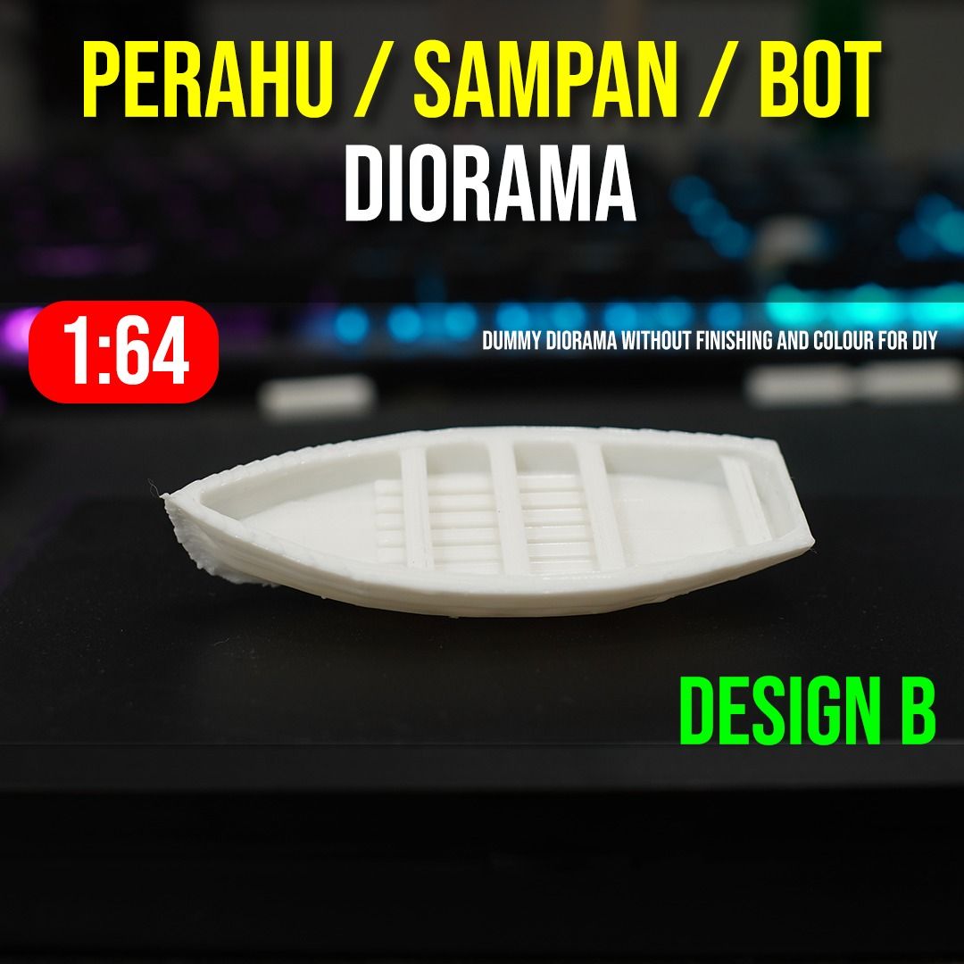 Perahu Sampan Bot B Diorama White Boat 1/64 Scale DIY Quality Diecast ...