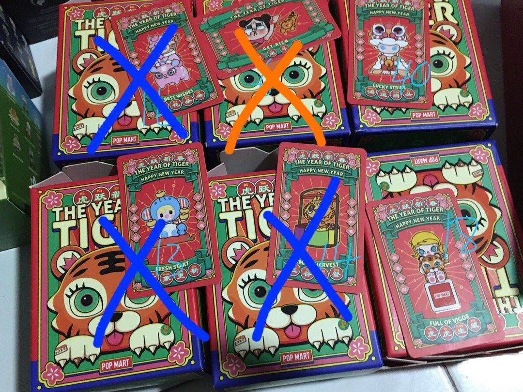 Popmart The year of tiger lucky strike dimoo labubu cry baby sweet bean ...