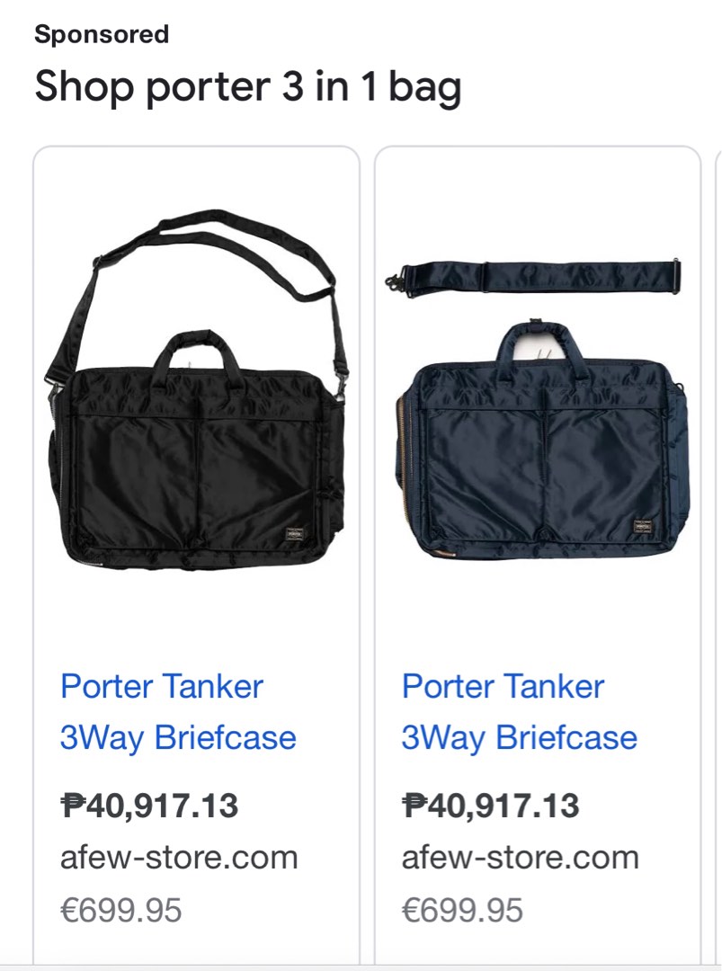 PORTER Tanker 3 way bag, Luxury, Bags & Wallets on Carousell