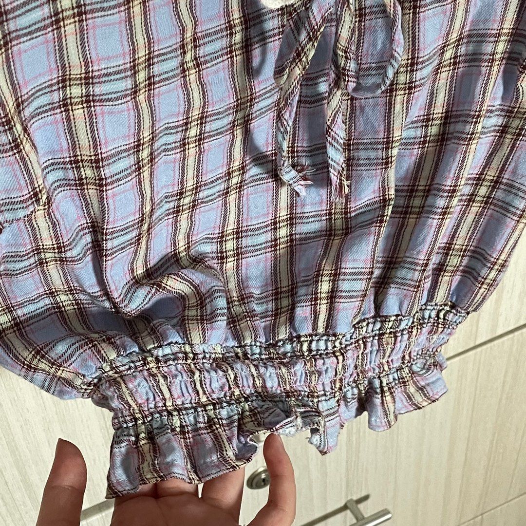 Purple Checkered Top, Women's Fashion, Tops, Blouses on Carousell