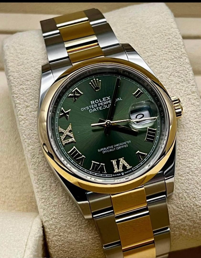 Rolex datejust rare olive dial 36mm , Luxury, Watches on Carousell