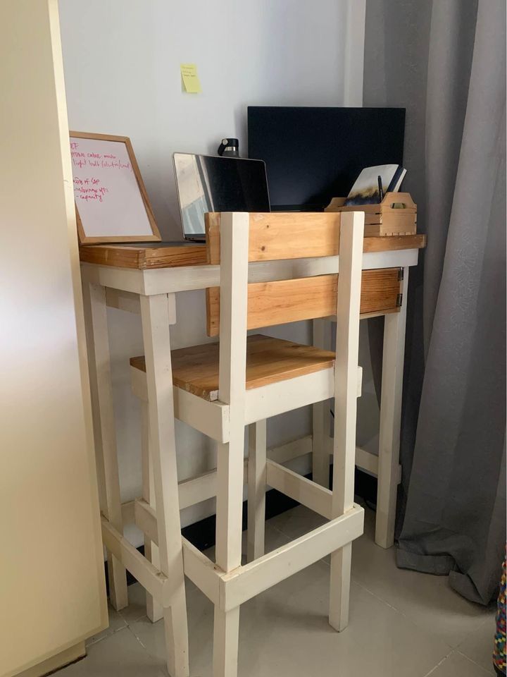 Scandinavian High Table with High Chair - Perfect for "Work from Home ...