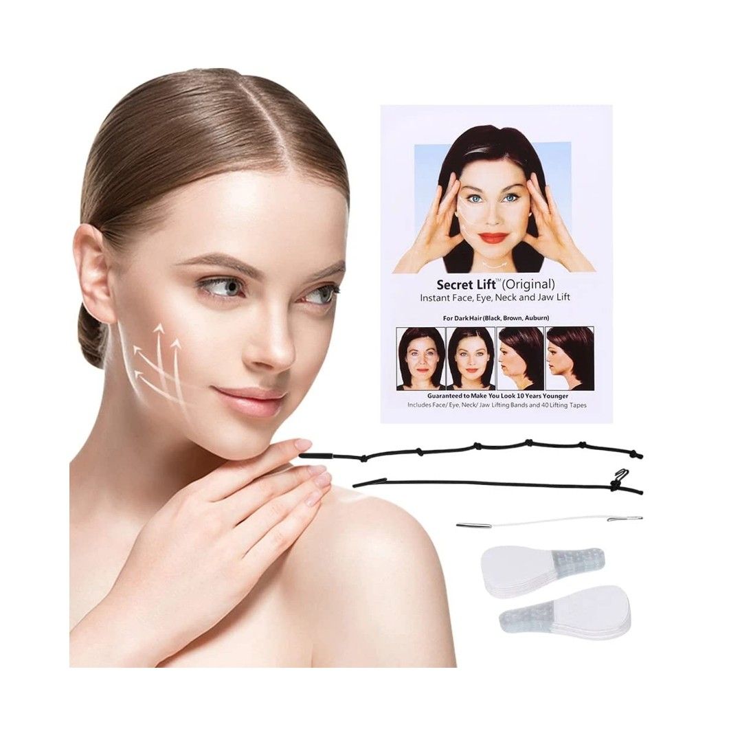Secret Transparent Lift Tape 40 Pieces with Elastic Band Rope Face Eyes ...
