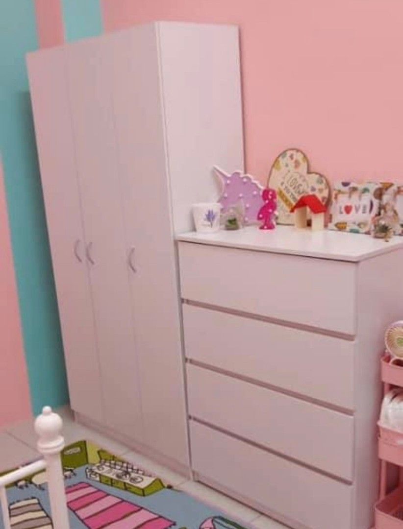 Set almari dan drawer, Furniture & Home Living, Furniture, Shelves ...