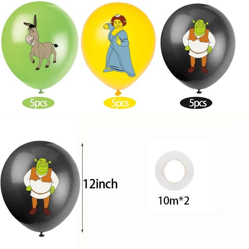 Shrek Theme kids birthday party decorations banner cake topper balloon ...