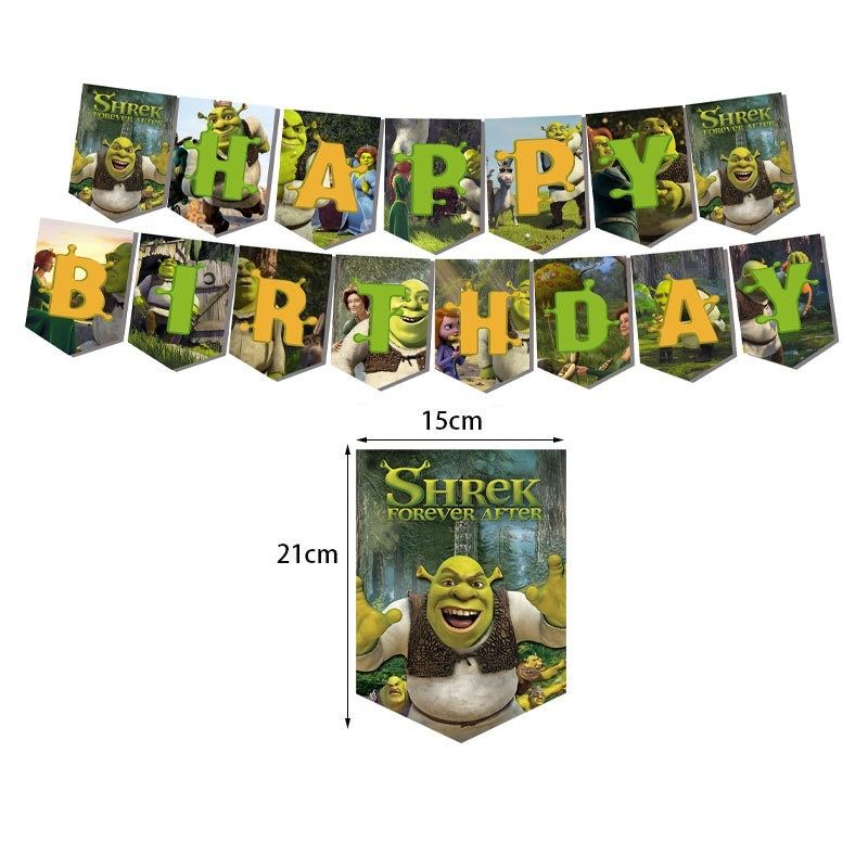Shrek Theme kids birthday party decorations banner cake topper balloon ...