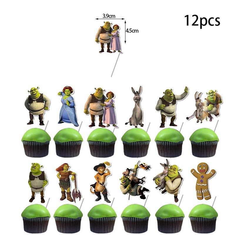 Shrek Theme kids birthday party decorations banner cake topper balloon ...