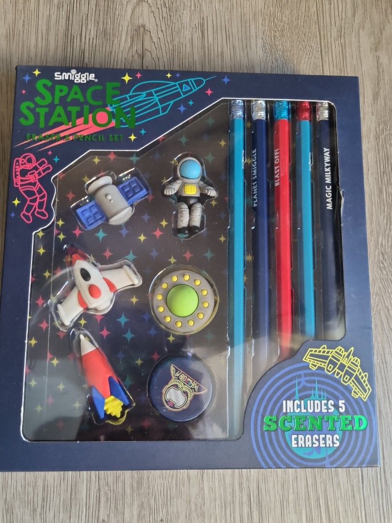 Smiggle Eraser & Pencil Sets (one space, one diner), Hobbies & Toys ...