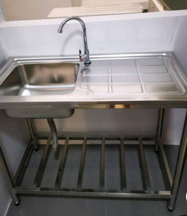 STAINLESS STEEL SINK WITH RACK / RAK SINKI BERKEMBAR / RAK MEJA SINKI ...