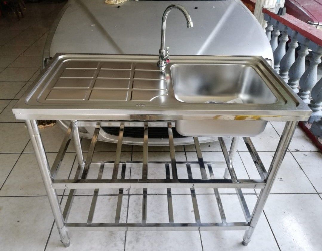 STAINLESS STEEL SINK WITH RACK / RAK SINKI BERKEMBAR / RAK MEJA SINKI ...