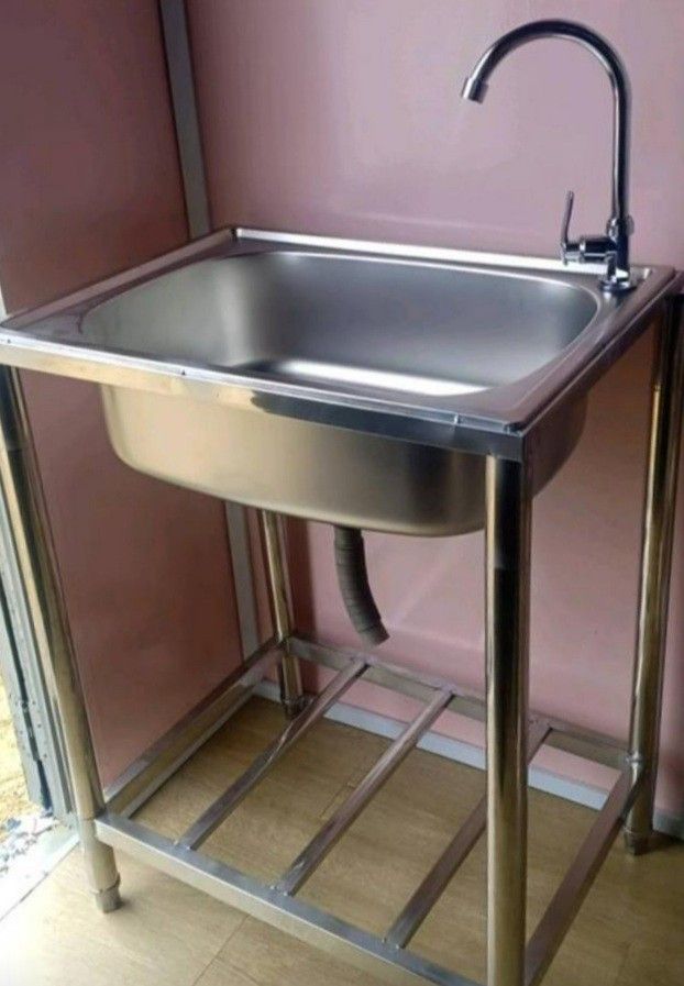 STAINLESS STEEL SINK WITH RACK / RAK SINKI BERKEMBAR / RAK MEJA SINKI ...