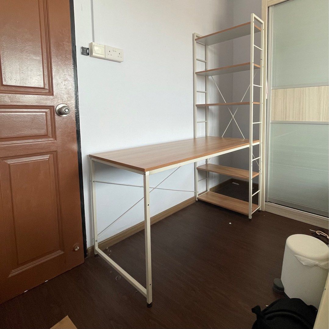 Study table with side shelves, Furniture & Home Living, Furniture ...
