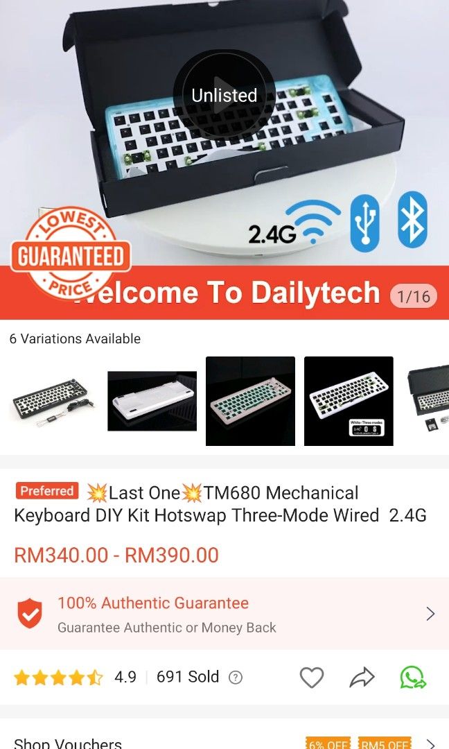 TM680 Mechanical Keyboard Hotswap, Computers & Tech, Parts ...