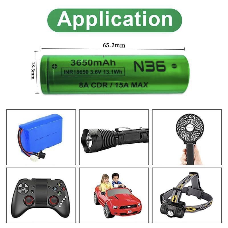 Vapcell N36 18650 3650mah 20A High drain 3.7V Li-ion Rechargeable ...