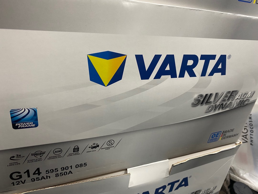 全新最新款德國Varta(華達)汽車電池 Varta G14 95ah AGM 維記上門換電/24小時過江龍搭電救車, 汽車配件, 電子配件 ...