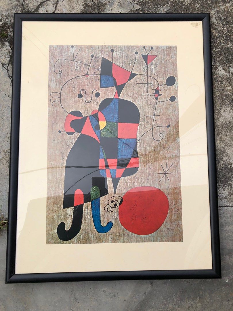 vintage art joan miro people and dog in the sun, Hobbies & Toys ...