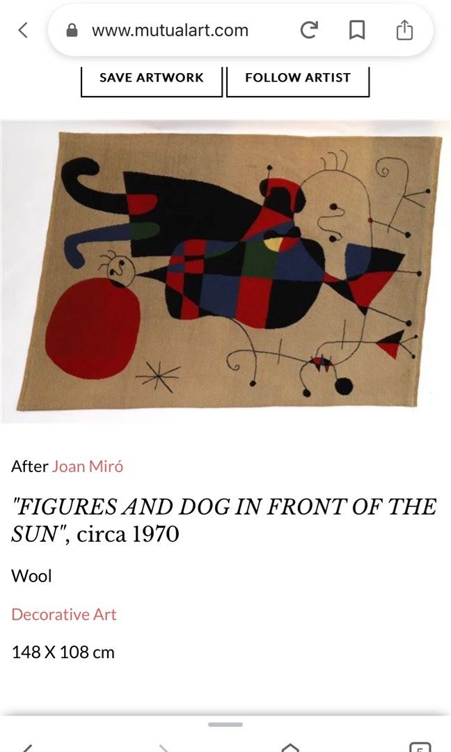 vintage art joan miro people and dog in the sun, Hobbies & Toys ...
