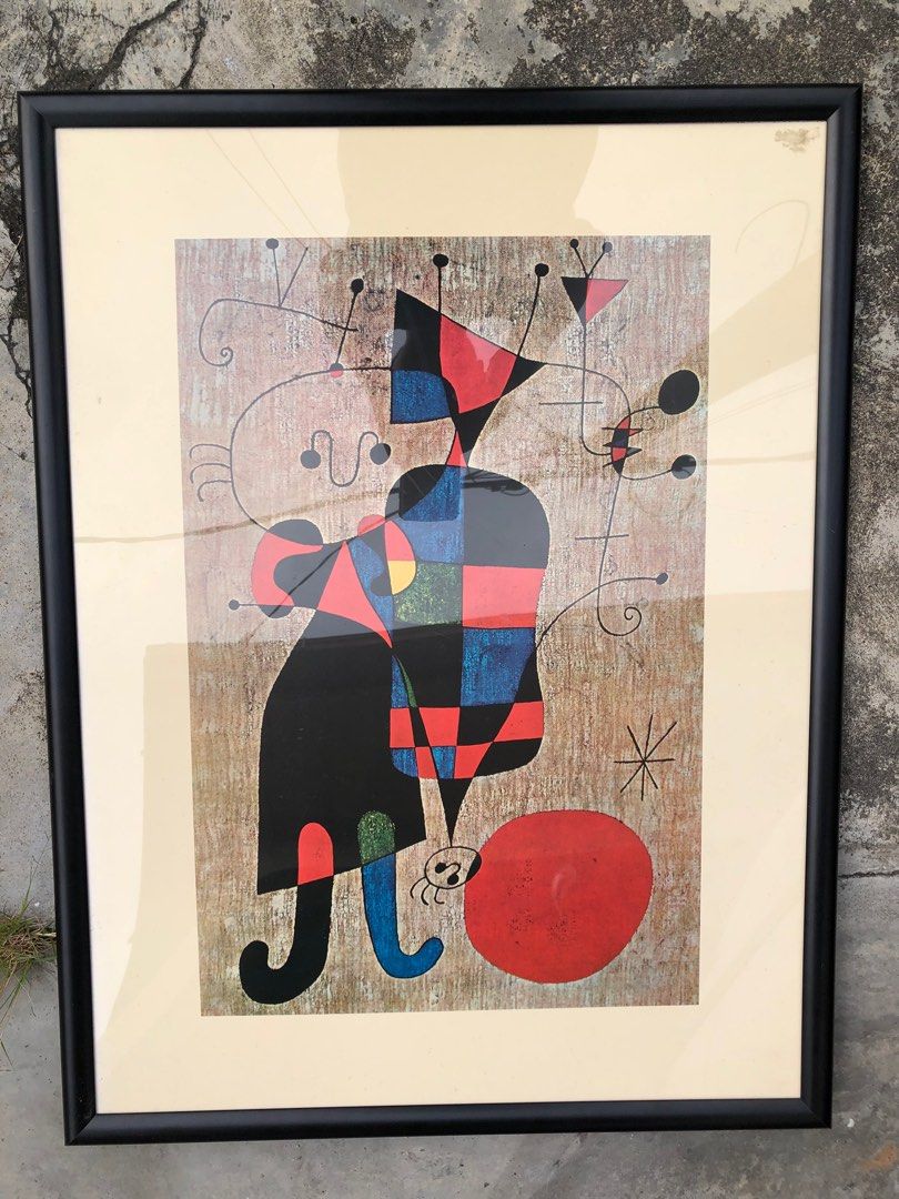 vintage art joan miro people and dog in the sun, Hobbies & Toys ...