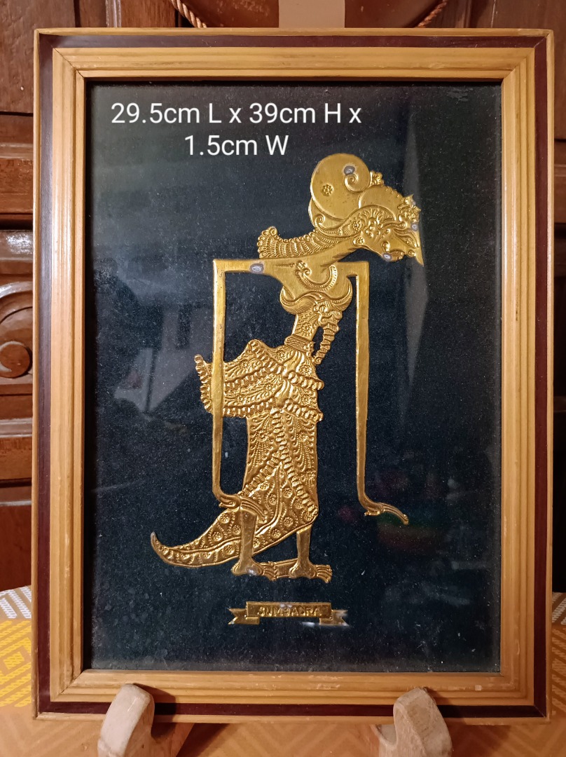 Vintage Sealed Frame of Indonesian Brass Wayang Puppet, Furniture ...
