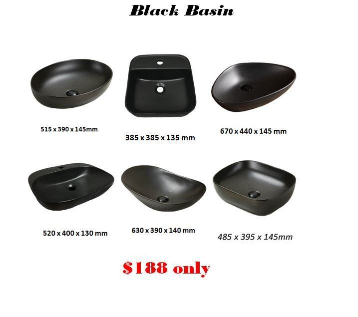 Wall mount or top mount matt black basin, Furniture & Home Living ...