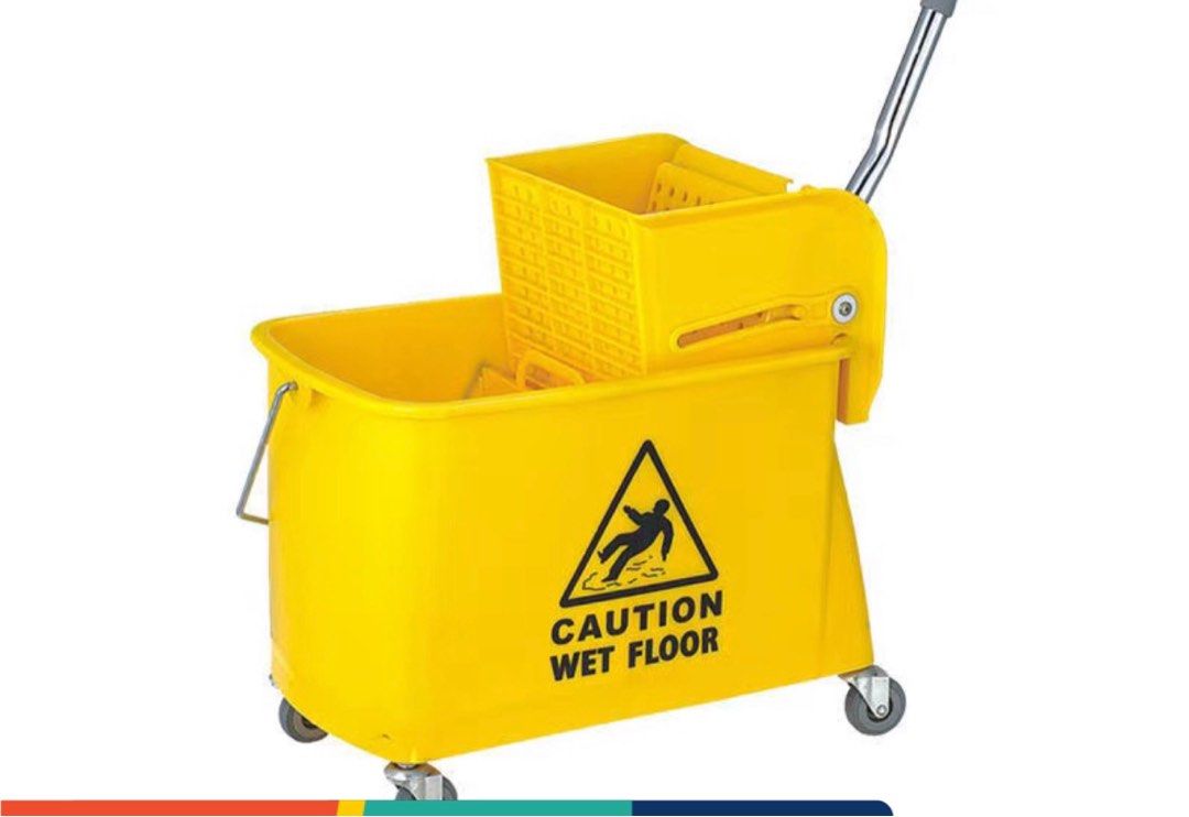 Yellow Mopping Pail With Wringer Trolley 20L / Mop Cart / Industrial ...