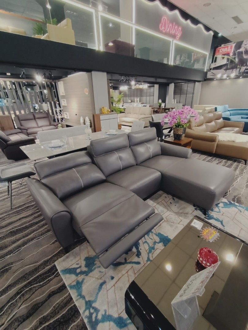 1ER-L Shape Sofa half leather, Furniture & Home Living, Furniture, Sofas on Carousell