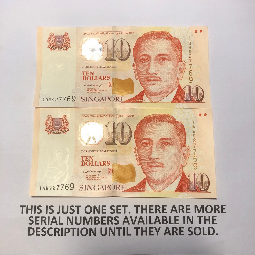 2 Same Serial Number $10 Portrait Note, Hobbies & Toys, Memorabilia ...
