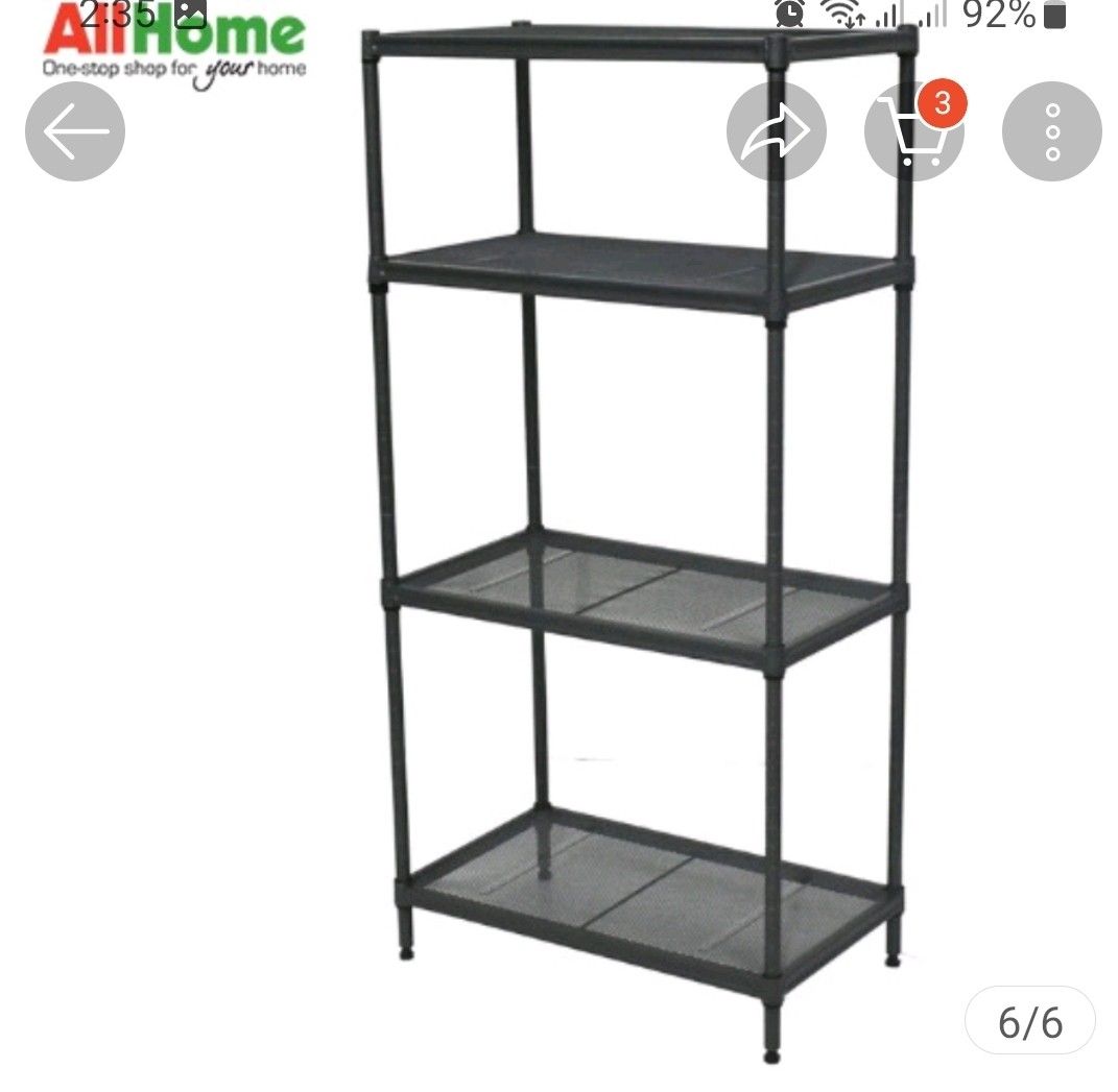 4 Tier Black Steel Rack Organizer, Furniture & Home Living, Furniture ...
