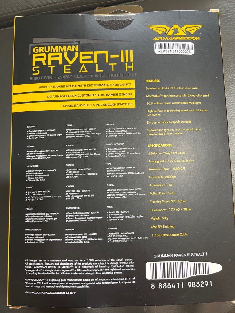 Armageddon Grumman Raven-III Stealth Gaming Mouse, Computers & Tech ...