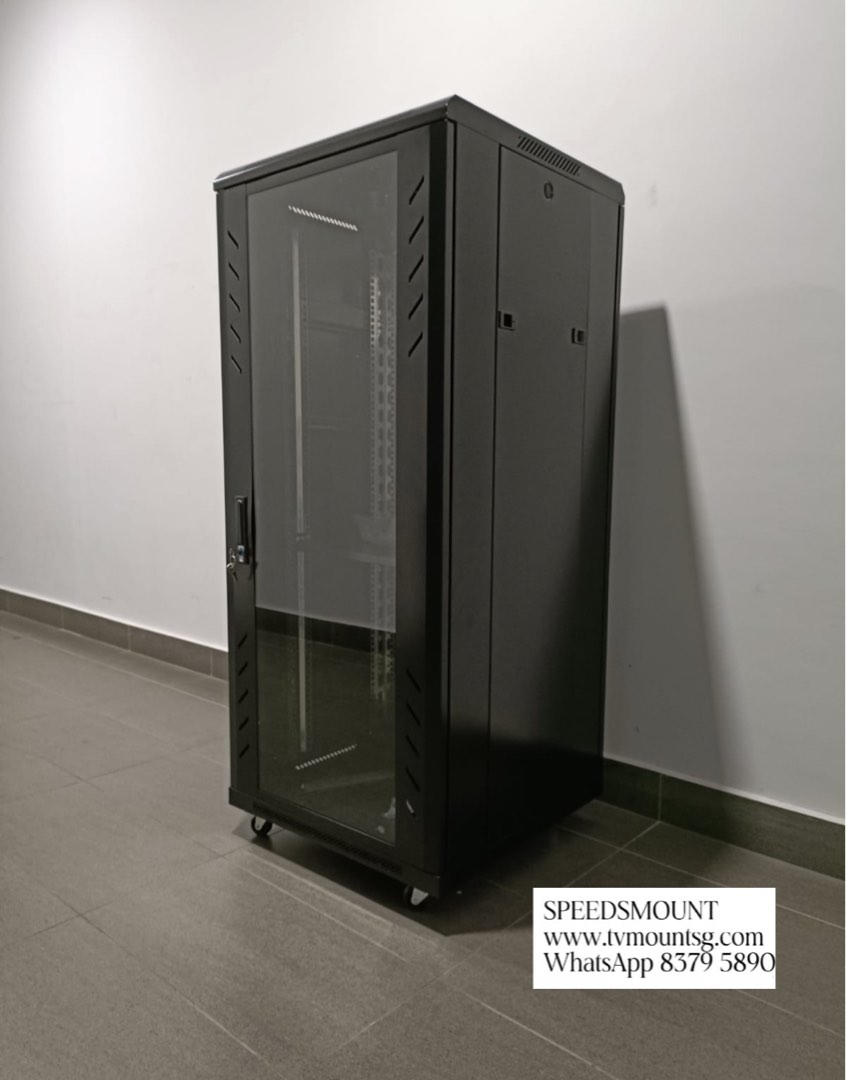 Assembled 27U rack for CCTV recorder/ data storage/network server cart ...