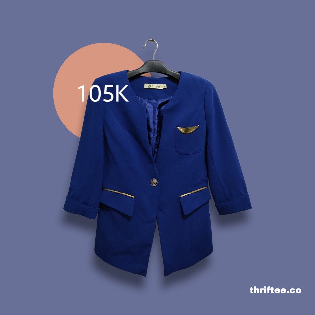 Blazer Biru Premium, Fesyen Wanita, Pakaian Wanita, Baju Luaran di ...