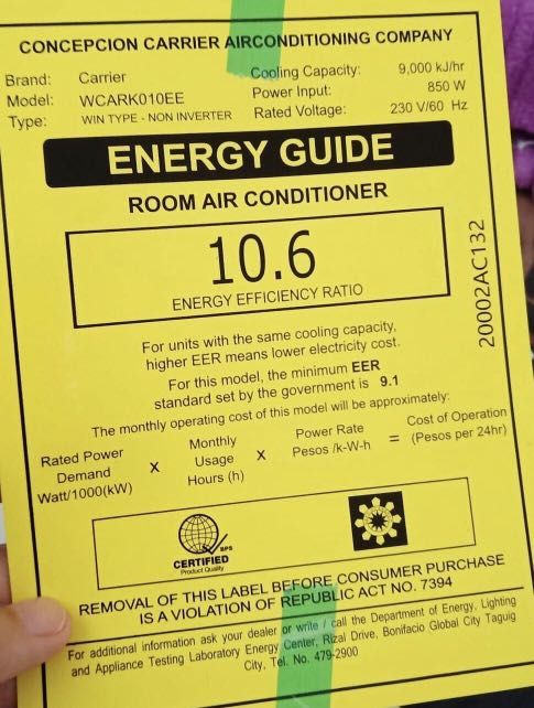 Carrier Aura Window Type Non-inverter 1HP, TV & Home Appliances, Air ...