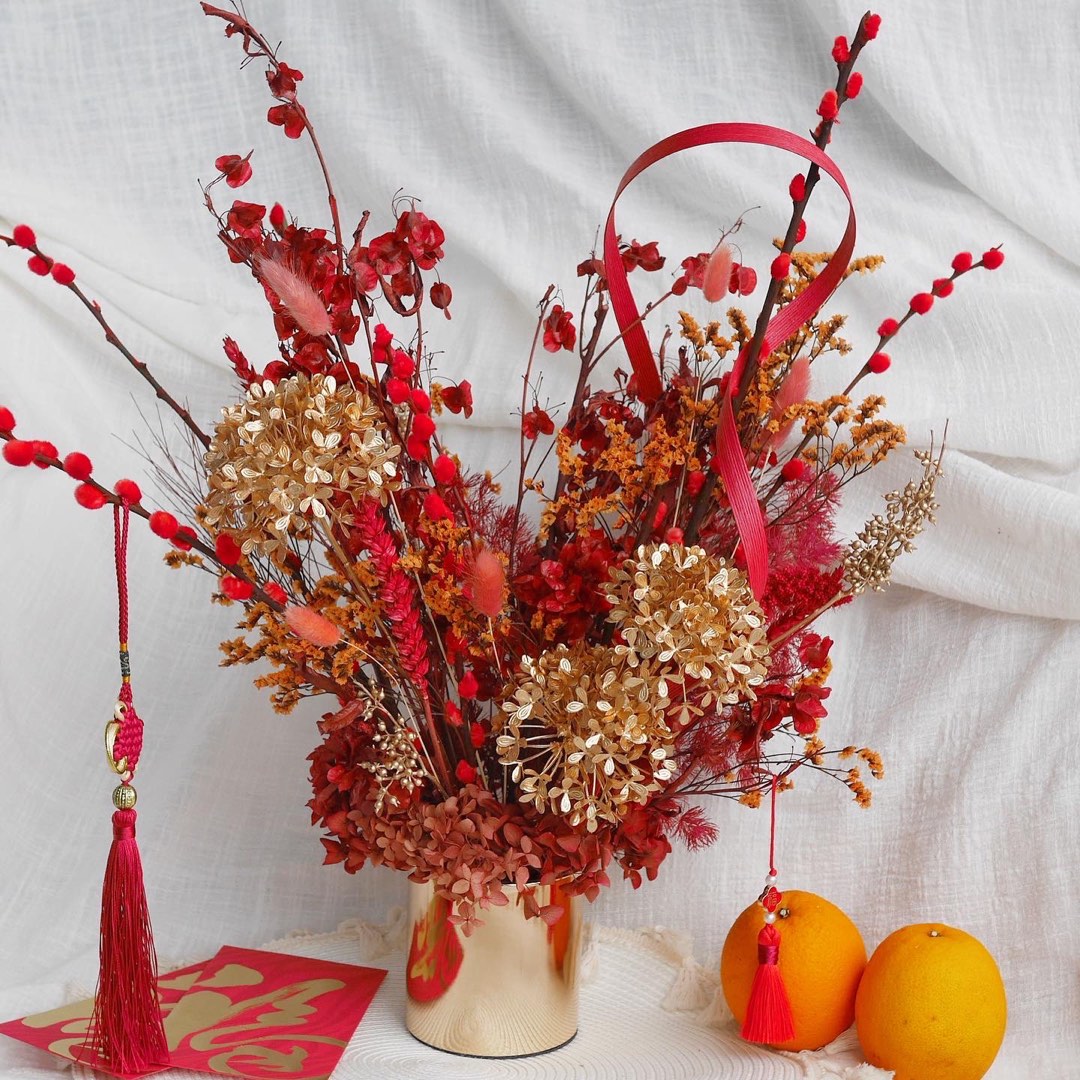 CHINESE NEW YEAR FLOWER TABLE CENTREPIECE DECOR, Furniture & Home ...