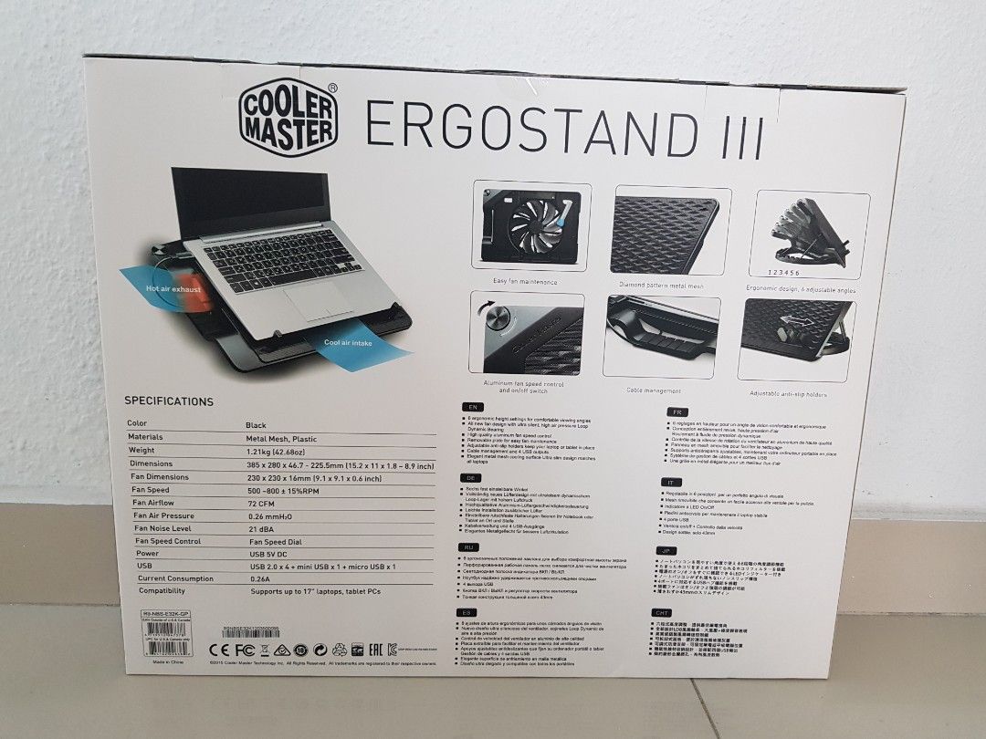 Cooler Master Ergostand III Laptop Cooler, Computers & Tech, Parts ...