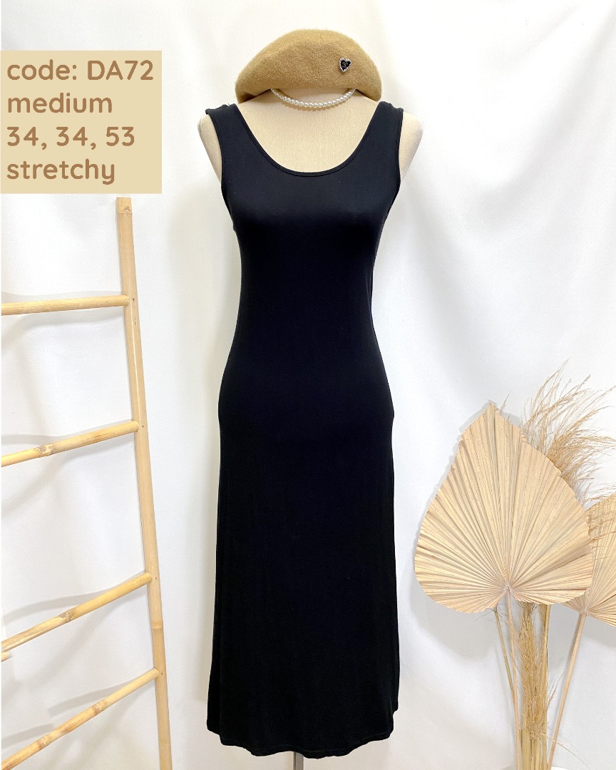 DA72-black elegant korean maxi dress, Women's Fashion, Dresses & Sets ...