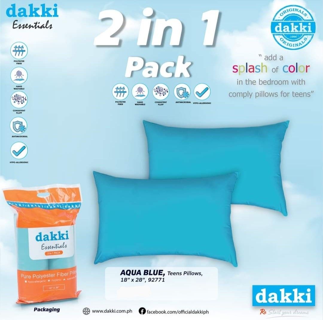 Dakki Plain Pillows 2in1 Pack, Furniture & Home Living, Bedding & Towels on Carousell