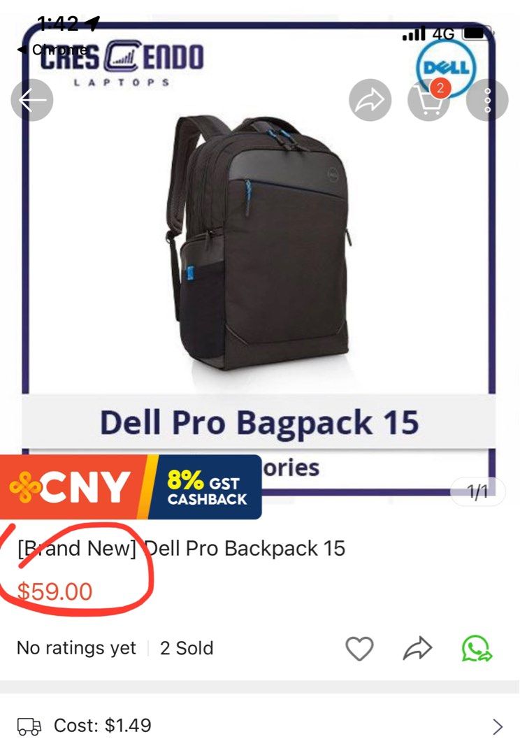 Dell Pro Slim Backpack 15, Men's Fashion, Bags, Backpacks on Carousell