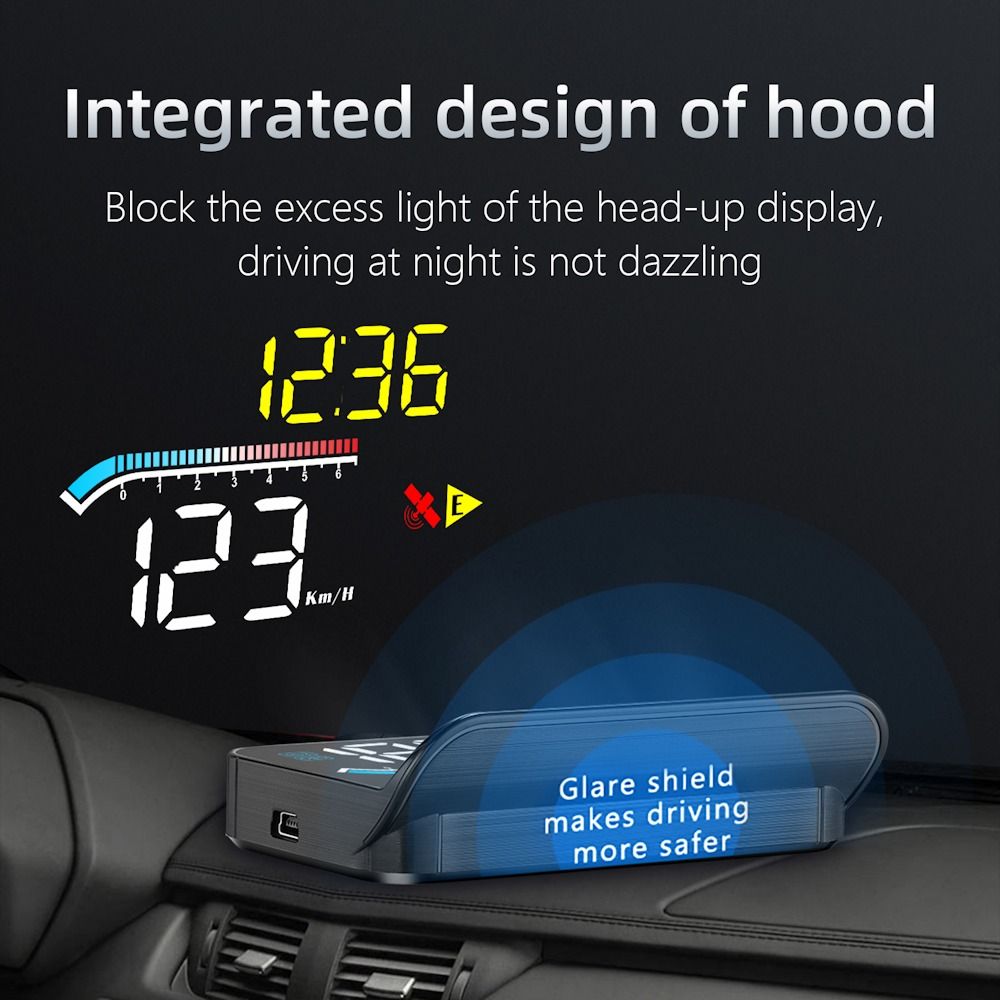 DFx M17 HUD Speedometer Dual System OBD2 And GPS (via USB), Car ...