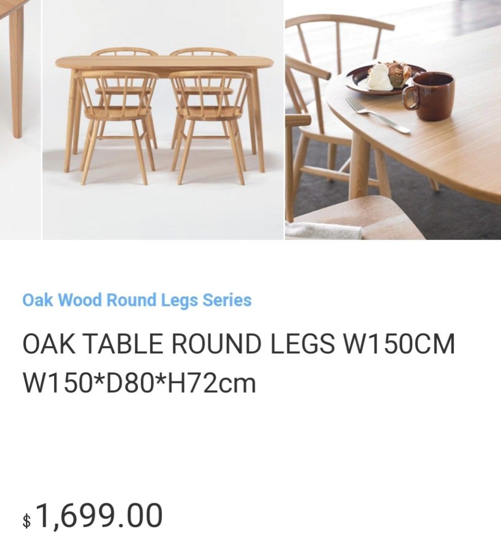 Muji Oak Dining Table Set(genuine), Furniture & Home Living, Furniture ...