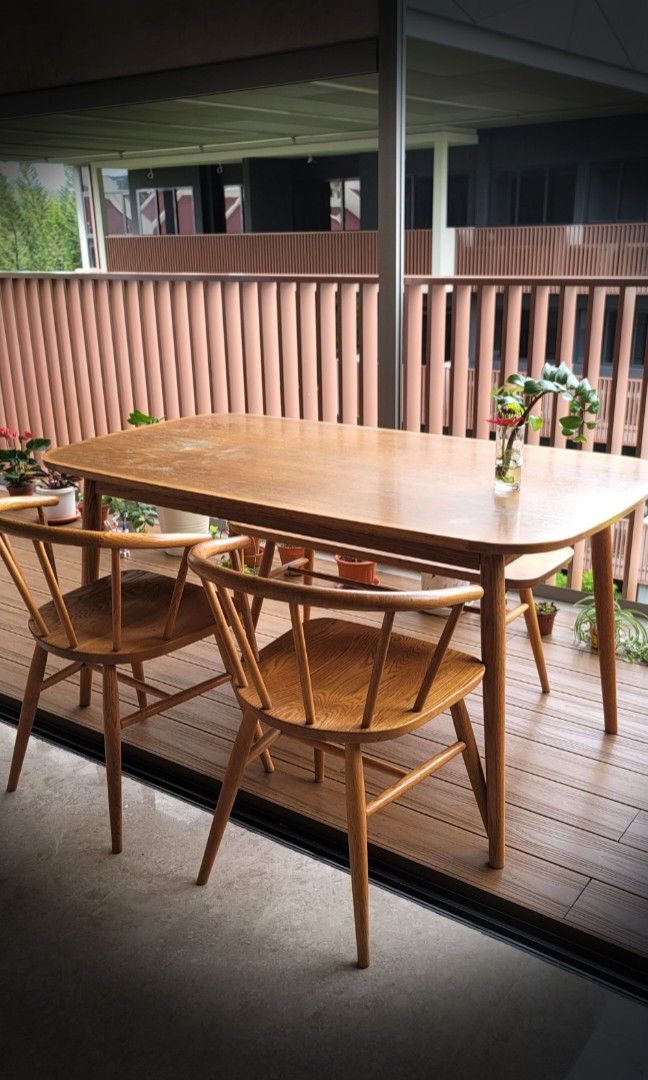 Muji Oak Dining Table Set(genuine), Furniture & Home Living, Furniture ...