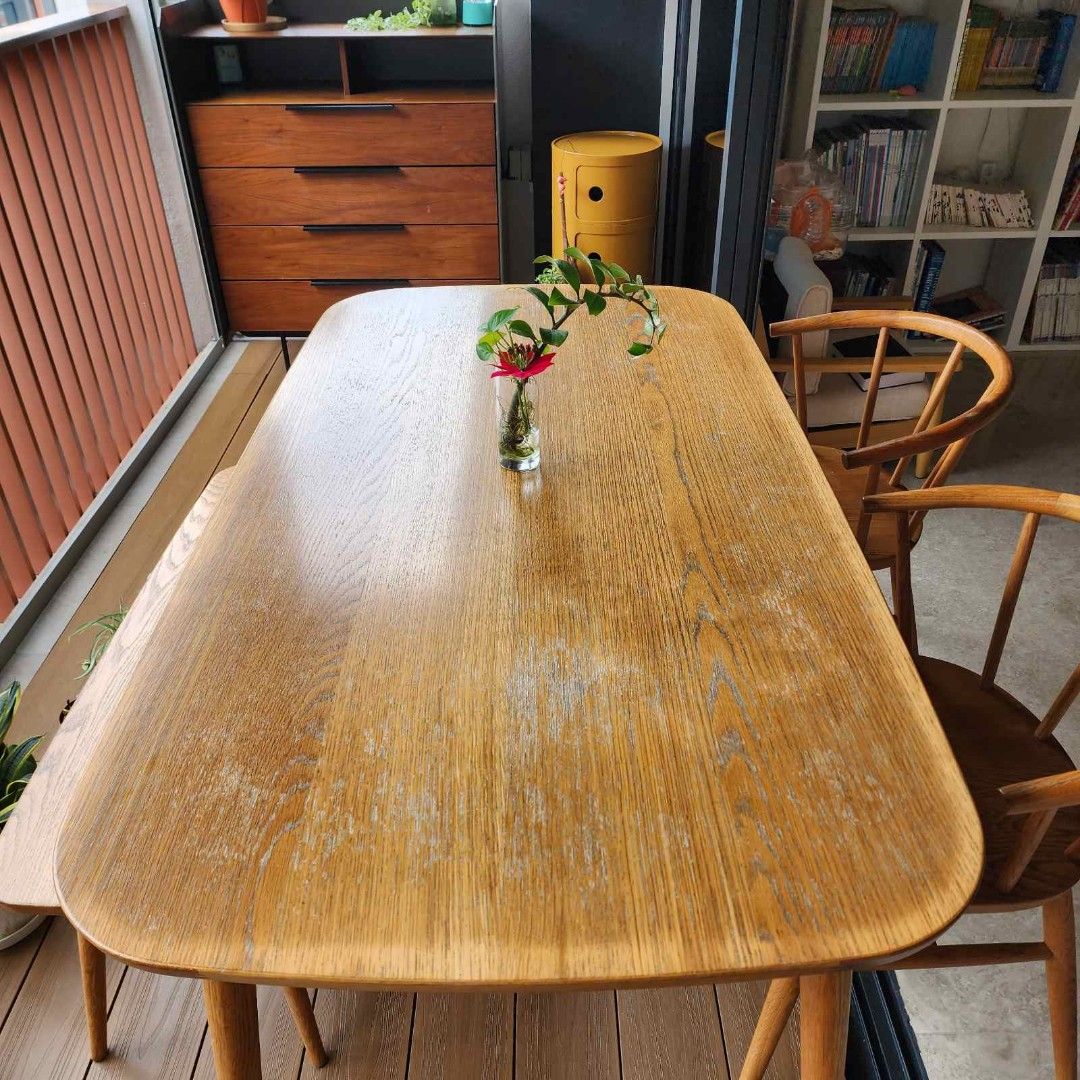 Muji Oak Dining Table Set(genuine), Furniture & Home Living, Furniture ...