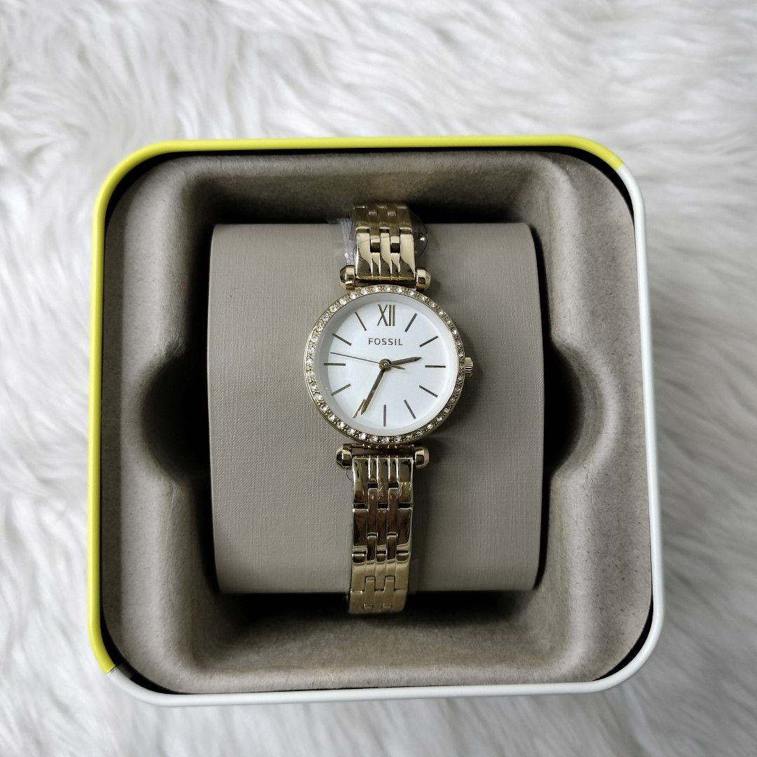 FOSSIL TILLIE MINI THREE HAND GOLD TONE STAINLESS STEEL WATCH (BQ3503 ...